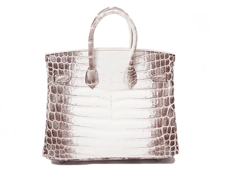 Hermes NEW Birkin 25 Himalayan Croc Exotic Top Handle Satchel Tote Bag ...