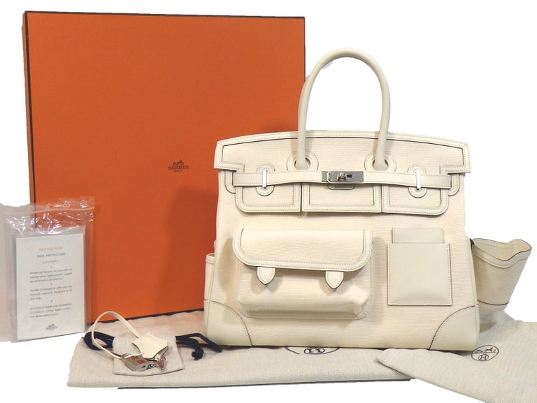 HERMES - New - Birkin 35 Cargo Ecru Toile Goeland Veau Swift 2021 ...