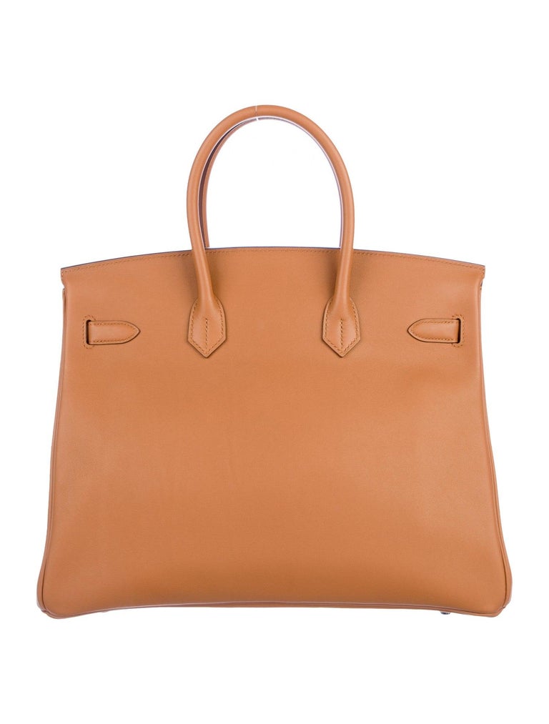 Hermes NEW Birkin 35 Cognac Checker Leather Top Handle Satchel Tote Bag ...