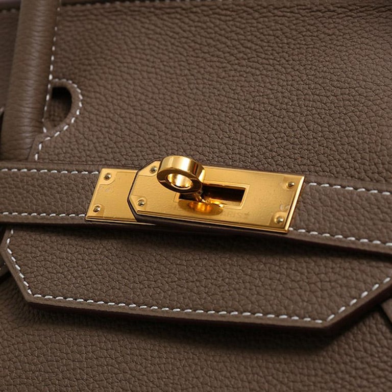 Hermes NEW Birkin 40 Taupe Tan Men's Carryall Travel Top Handle Satchel ...