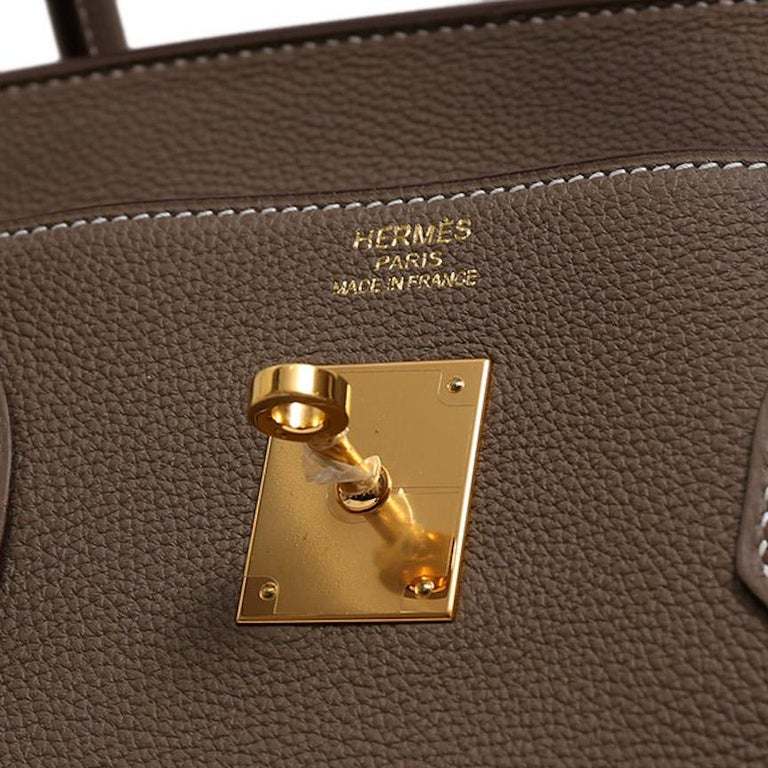 Hermes NEW Birkin 40 Taupe Tan Men's Carryall Travel Top Handle Satchel ...