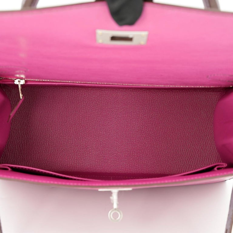 HERMÈS NEW Kelly 28 Horseshoe Special Order Ostrich Pink Top Handle ...