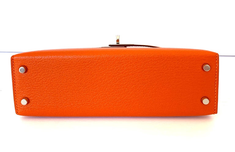 Hermes New Kelly Mini 20 Orange Feu Verso Pink Rose Inside at 1stDibs ...