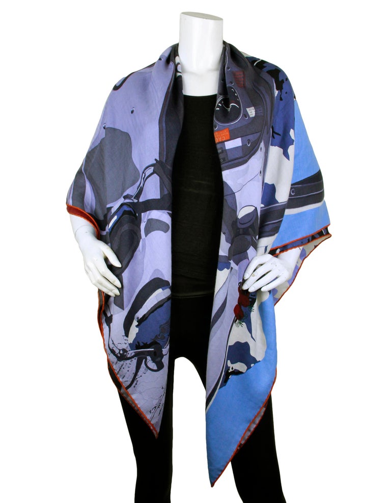 Hermes NEW RARE Anthracite/Gris Moyen High Flyer 140cm Silk/Cashmere ...