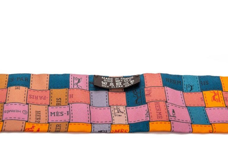 Hermès NIB Orange Checkers Twilly For Sale at 1stDibs