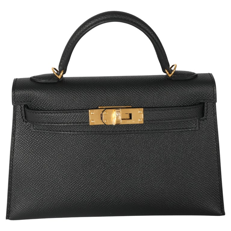 Hermes Noir Epsom Mini Kelly II 20 GHW For Sale at 1stDibs