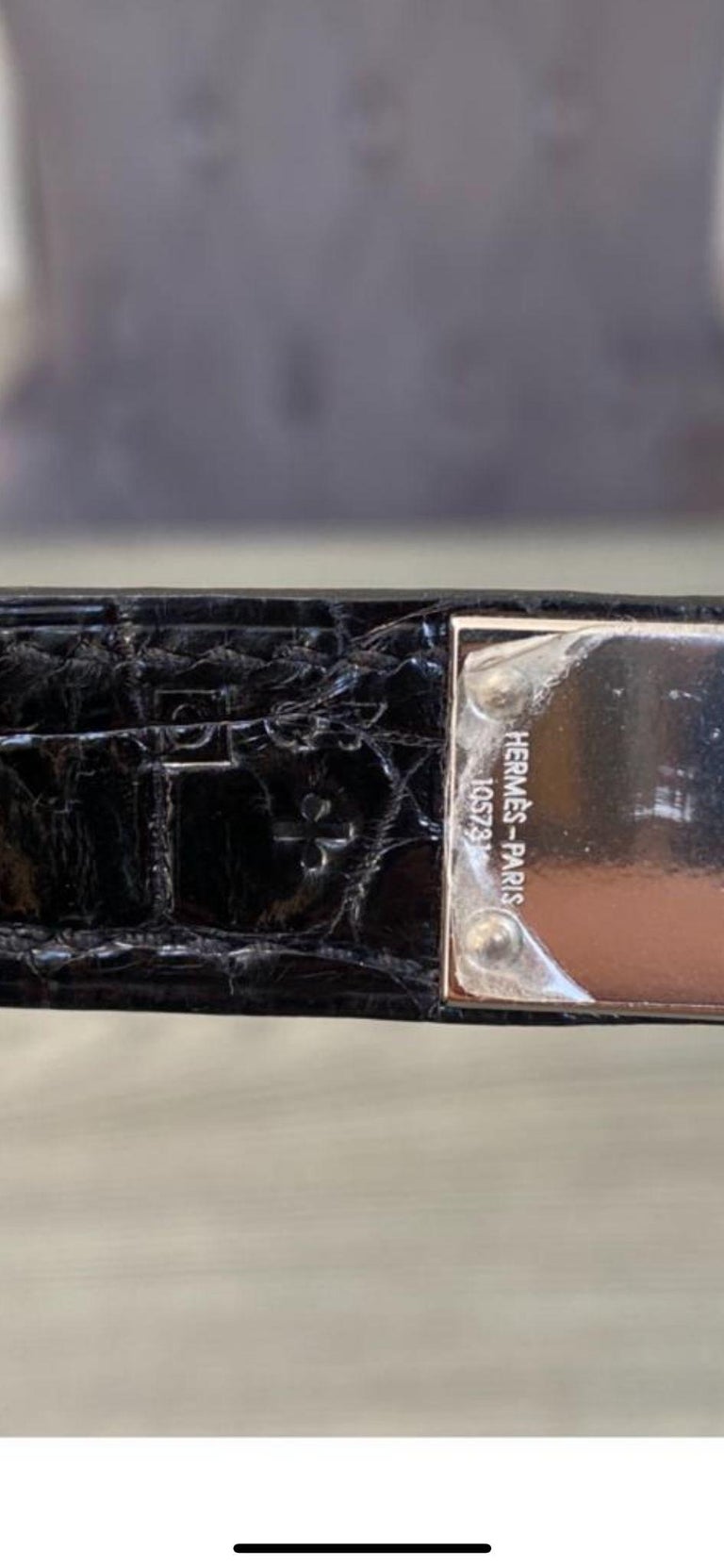 Hermes Birkin Diamond Hardware Bag Black shiny Porosus Crocodile 35 For ...