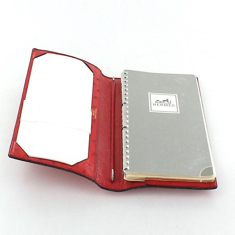 HERMES Notebook Cover in Red Ostrich Leather For Sale at 1stDibs