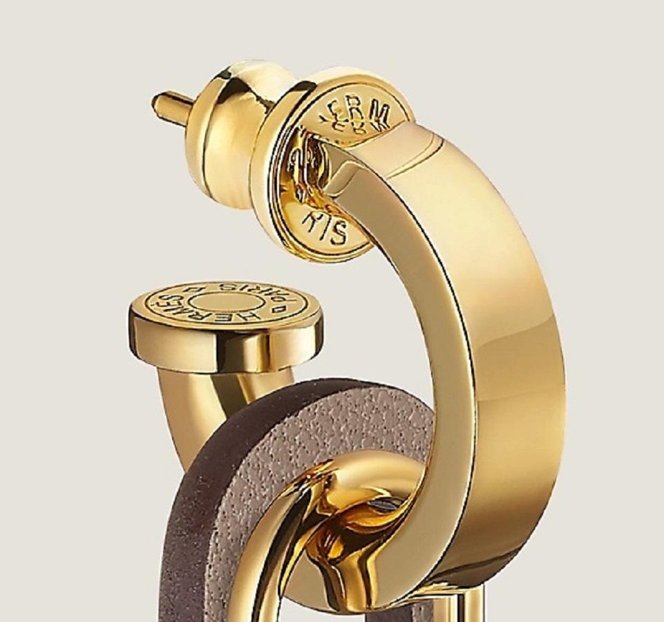 Hermes O'Kelly Earrings in Swift calfskin with gold plated For Sale at ...