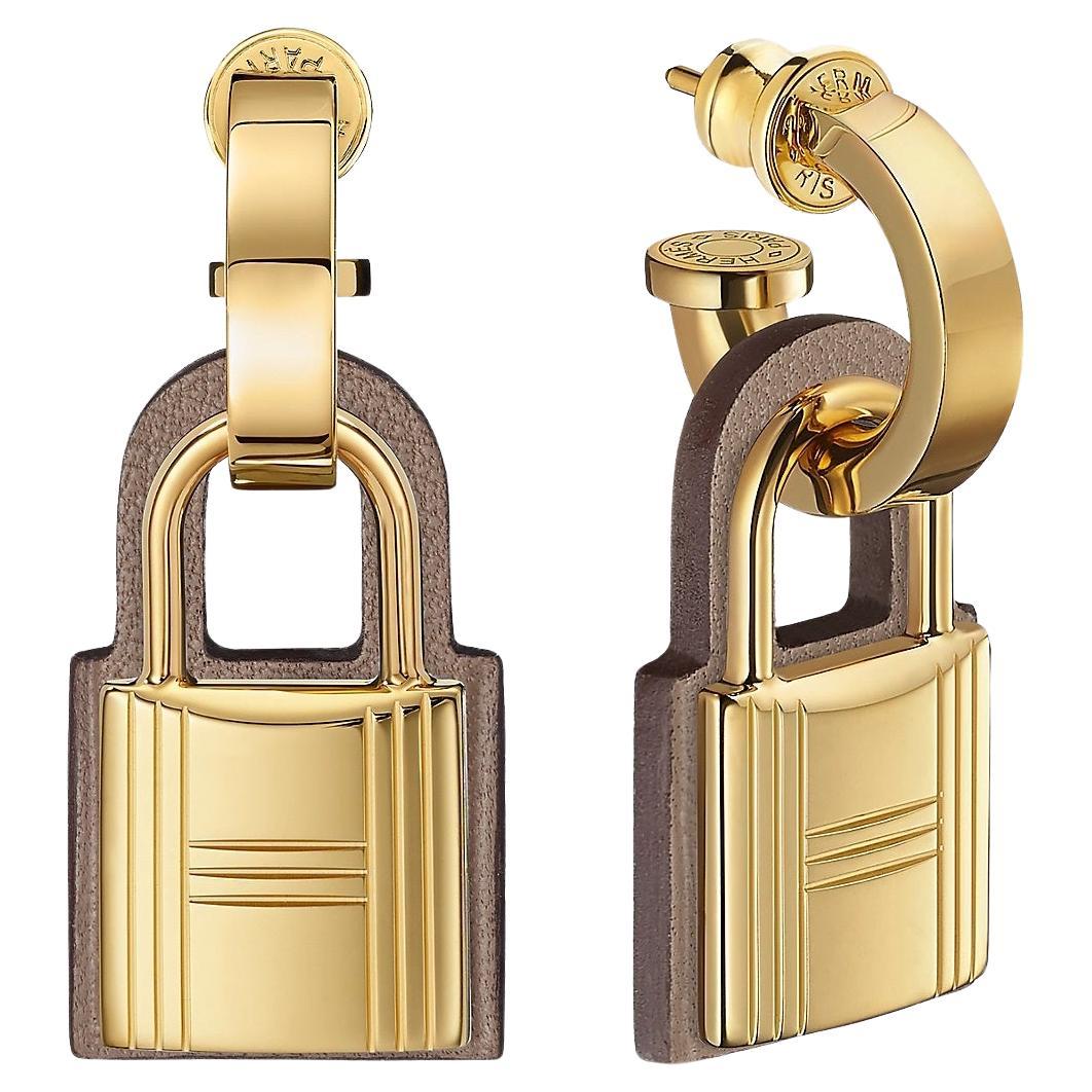 Hermes O'Kelly Earrings in Swift calfskin with gold plated For Sale at ...