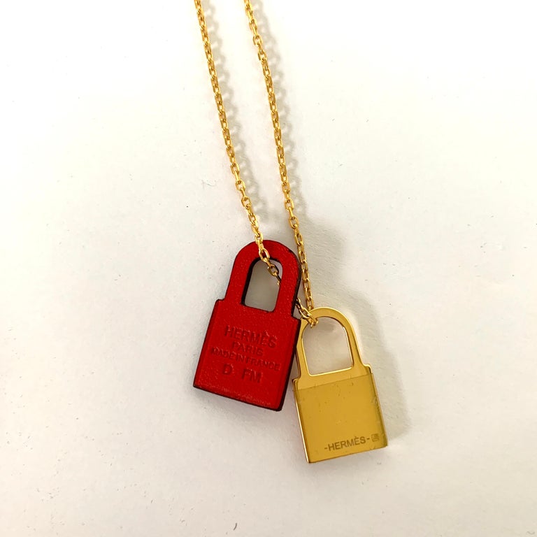 Hermes O'Kelly pendant, small model Red Locket Gold Necklace at 1stDibs ...