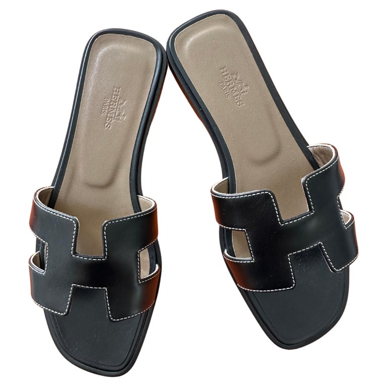 Hermes Oran Sandals 36 5 Black New At 1stdibs