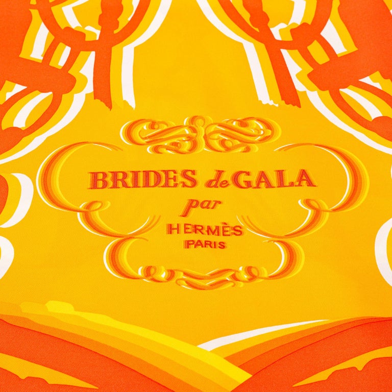 Hermès Orange Brides de Gala Shadow Silk Scarf at 1stDibs