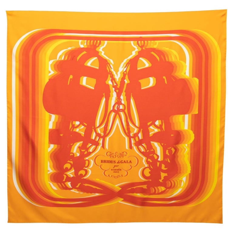 Hermès Orange Brides de Gala Shadow Silk Scarf at 1stDibs