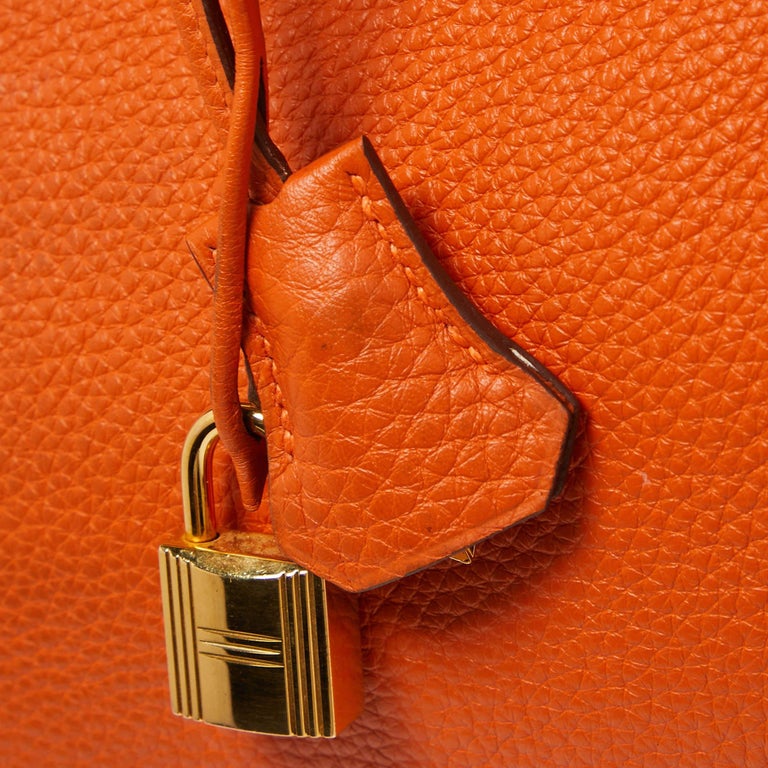 Hermes Orange Clemence Leather Gold Finish Birkin 35 Bag For Sale at ...