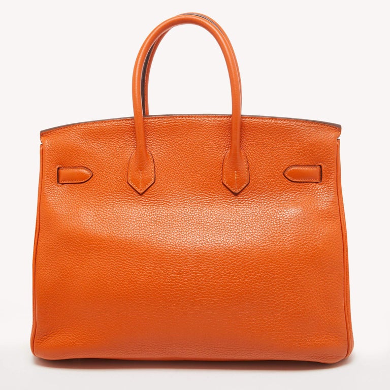 Hermes Orange Clemence Leather Gold Finish Birkin 35 Bag For Sale at ...