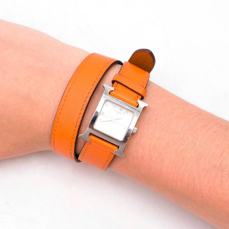 Hermes Orange Double-Strap Watch at 1stDibs | hermes watch diamond ...