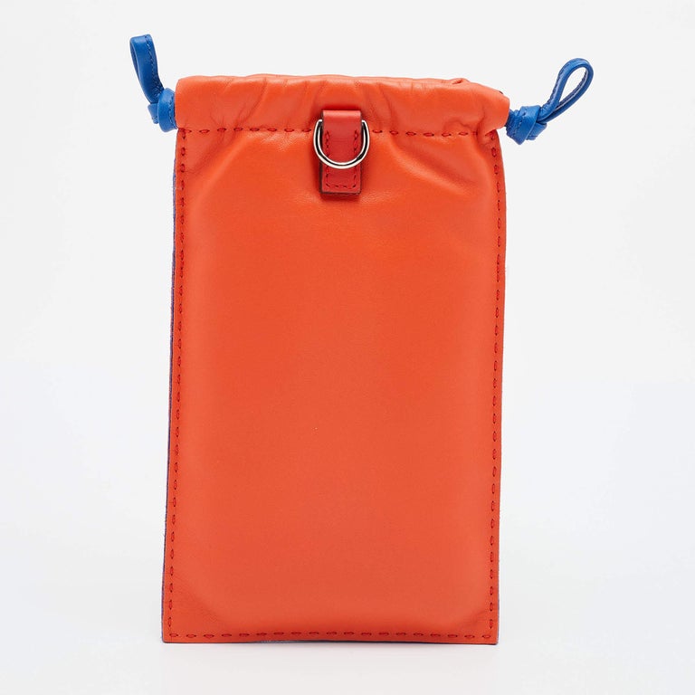 Hermès Orange Poppy/Bleu De France Milo Lambskin Swift Leather Pilo ...