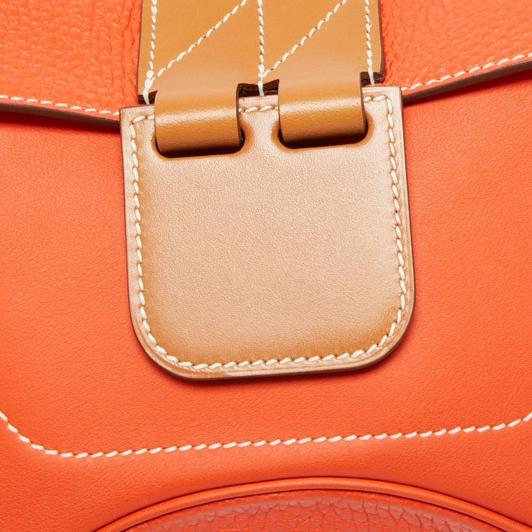 Hermes Orange Poppy Clemence and Swift Leather Virevolte Clutch For ...
