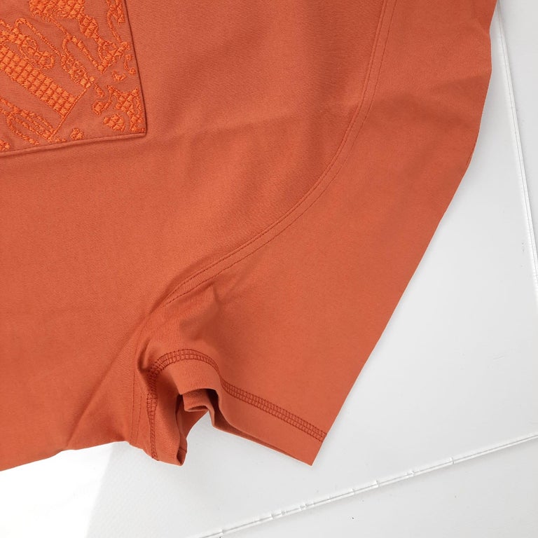 Hermes Orange Raglan T-shirt with embroidered pocket For Sale at 1stDibs