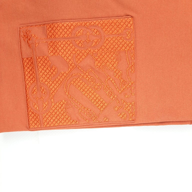 Hermes Orange Raglan T-shirt with embroidered pocket For Sale at 1stDibs