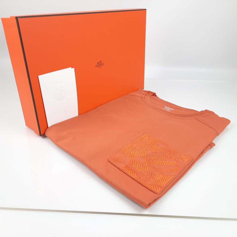 Hermes Orange Raglan T-shirt with embroidered pocket Size 42 For Sale ...