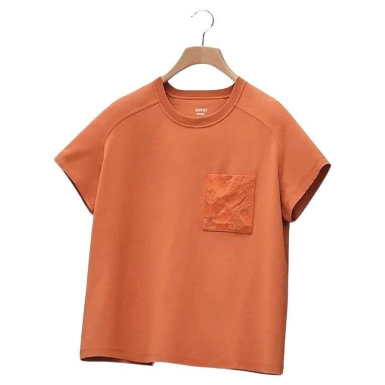 Hermes Orange Raglan T-shirt with embroidered pocket Size 42 For Sale ...