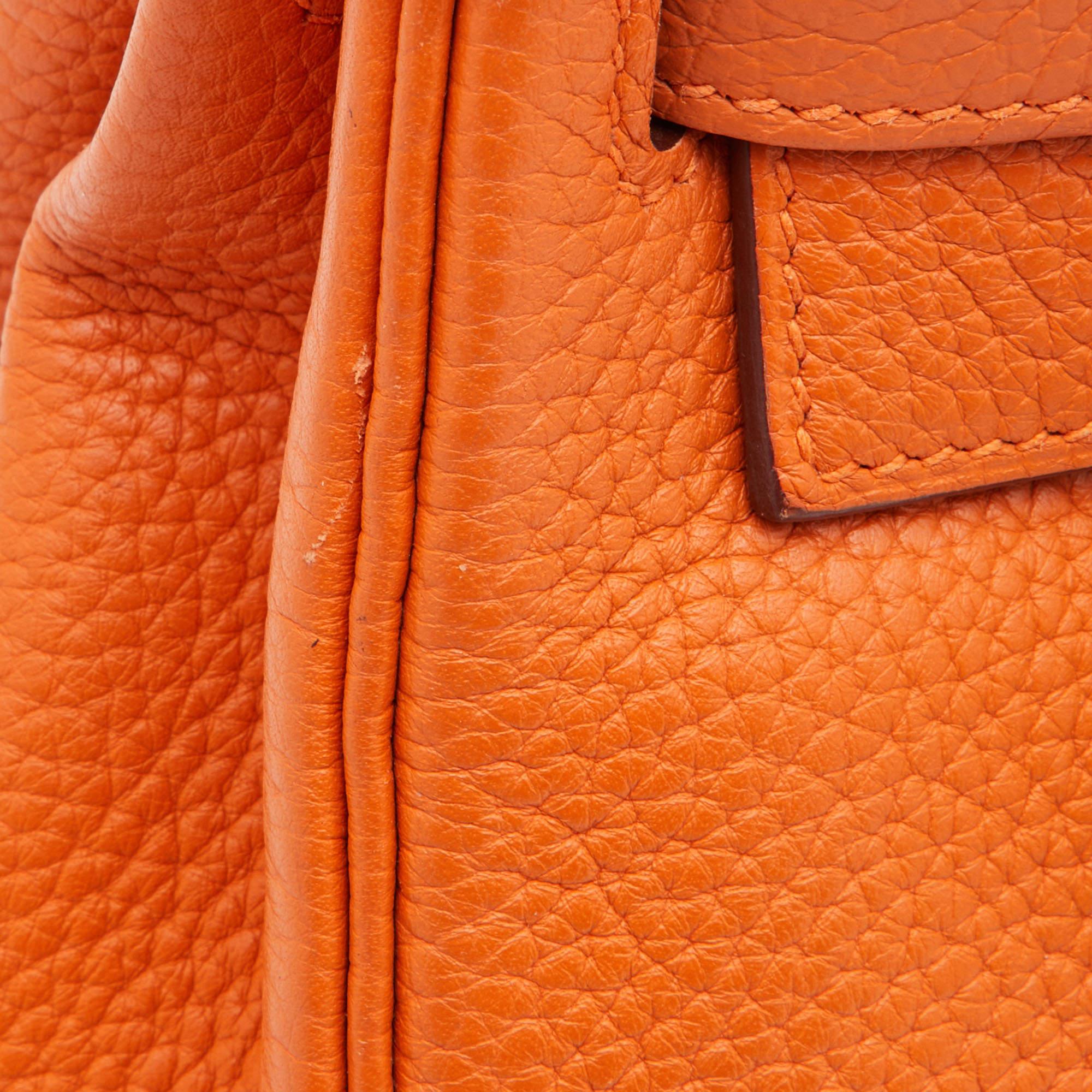 Hermes Orange Taurillion Clemence Leather Palladium Finish Kelly ...