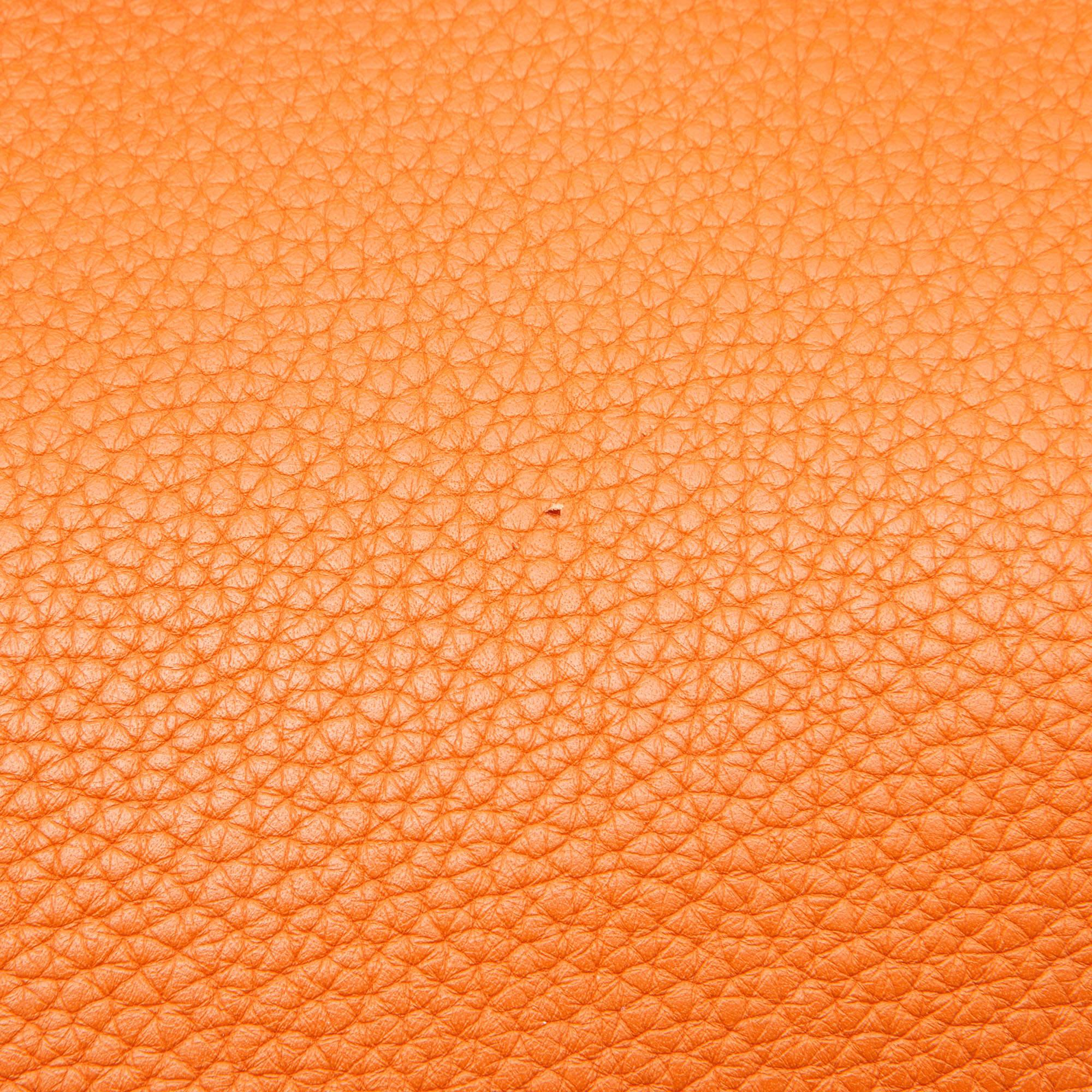 Hermes Orange Taurillion Clemence Leather Palladium Finish Kelly ...