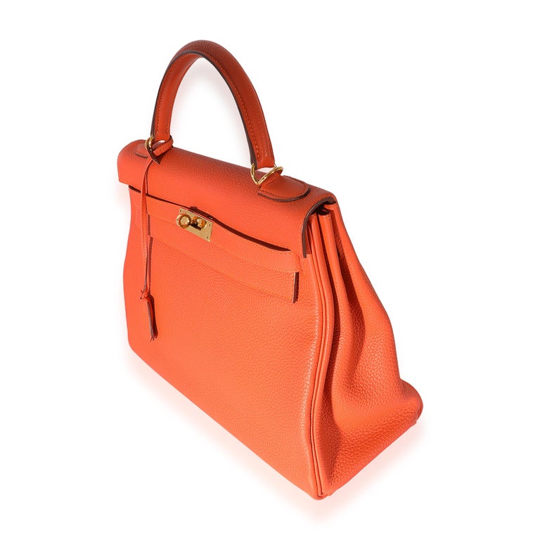 Hermès Orange Togo Kelly 32 GHW For Sale at 1stDibs