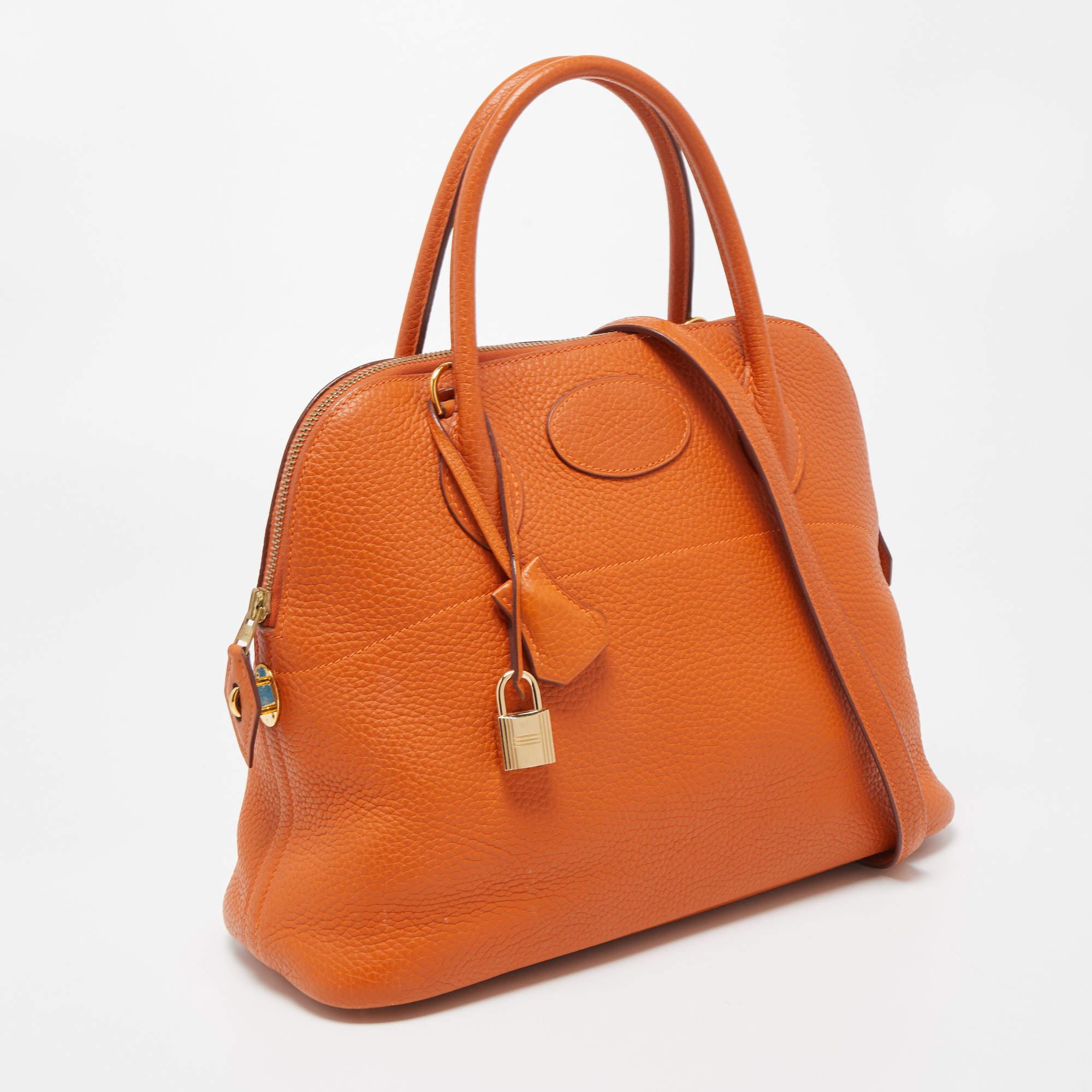 Hermes Orange Togo Leather Bolide 31 Bag at 1stDibs