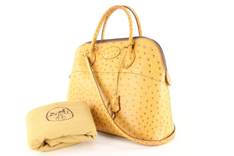 Hermes Ostrich Leather Bolide 35 with Strap 5H1110 For Sale at 1stDibs