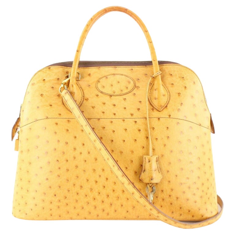 Hermes Ostrich Leather Bolide 35 with Strap 5H1110 For Sale at 1stDibs