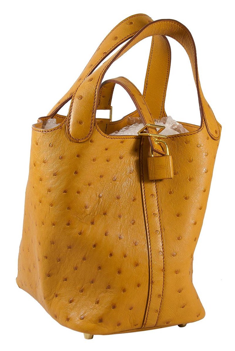 HERMES Ostrich Picotin 22 Bag Saffron For Sale at 1stDibs | hermes ...