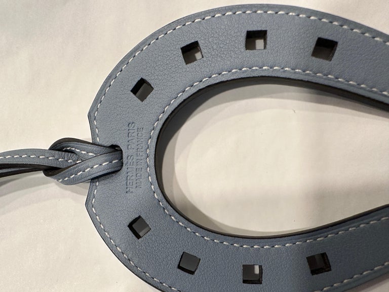 Hermès Paddock Bleu Lin Horseshoe Leather Bag Charm PM For Sale at 1stDibs