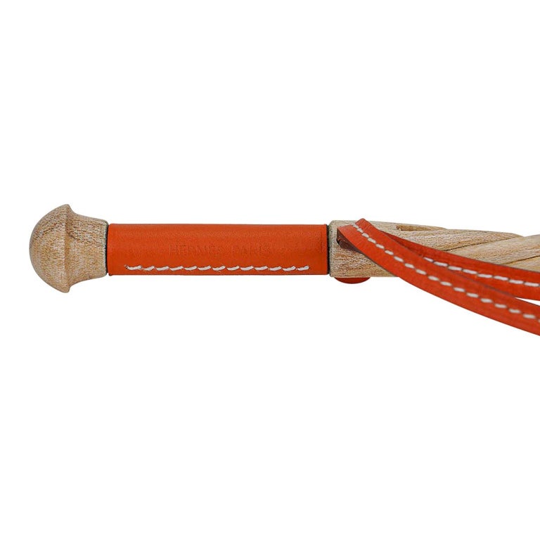 Hermes Paddock Cravache Bag Charm Orange / Natural Wood For Sale at 1stDibs