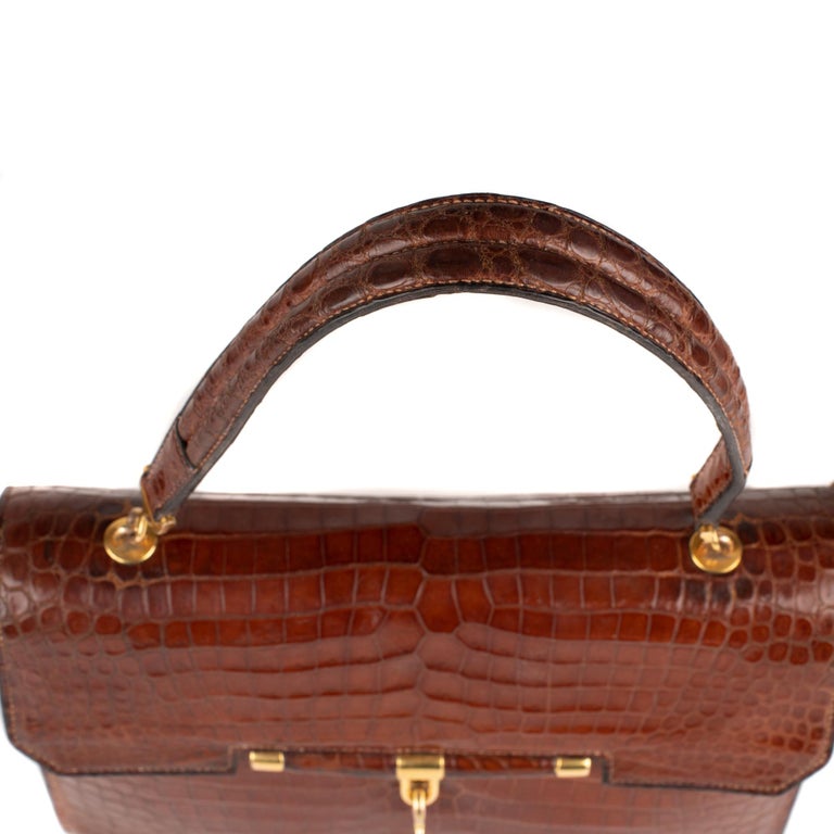 Hermes Palonnier Crocodile Brown Bag at 1stDibs | hermes brown bag