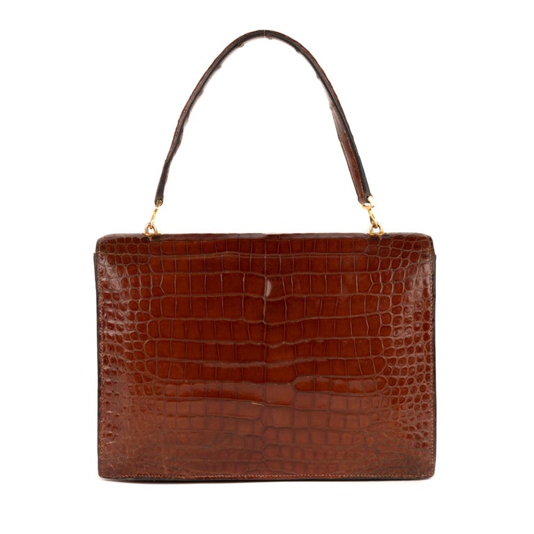 Hermes Palonnier Crocodile Brown Bag at 1stDibs | hermes brown bag