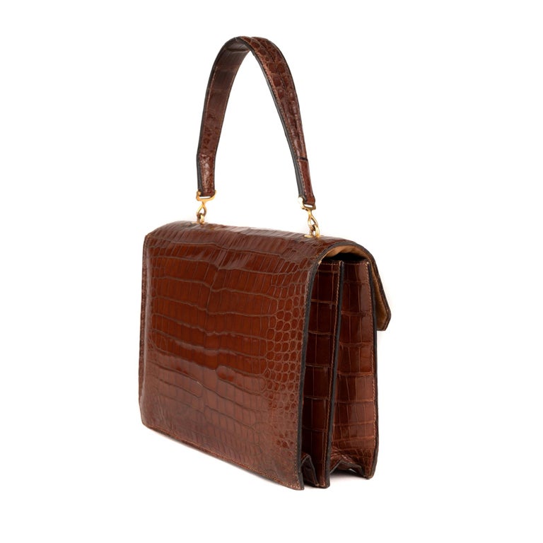Hermes Palonnier Crocodile Brown Bag at 1stDibs | hermes brown bag