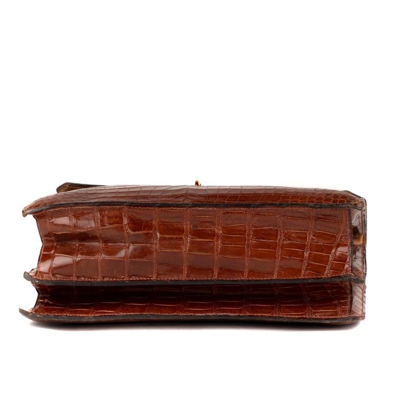 Hermes Palonnier Crocodile Brown Bag at 1stDibs | hermes brown bag