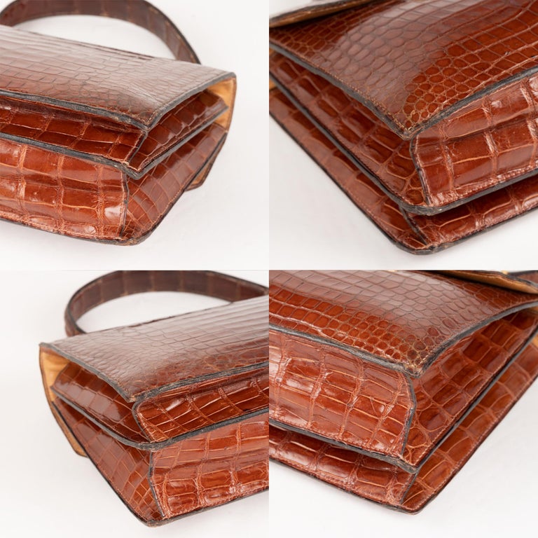 Hermes Palonnier Crocodile Brown Bag at 1stDibs | hermes brown bag