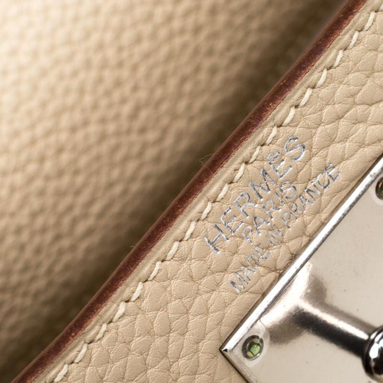 Hermes Parchemin Clemence Leather Palladium Hardware Shoulder Kelly 42 ...