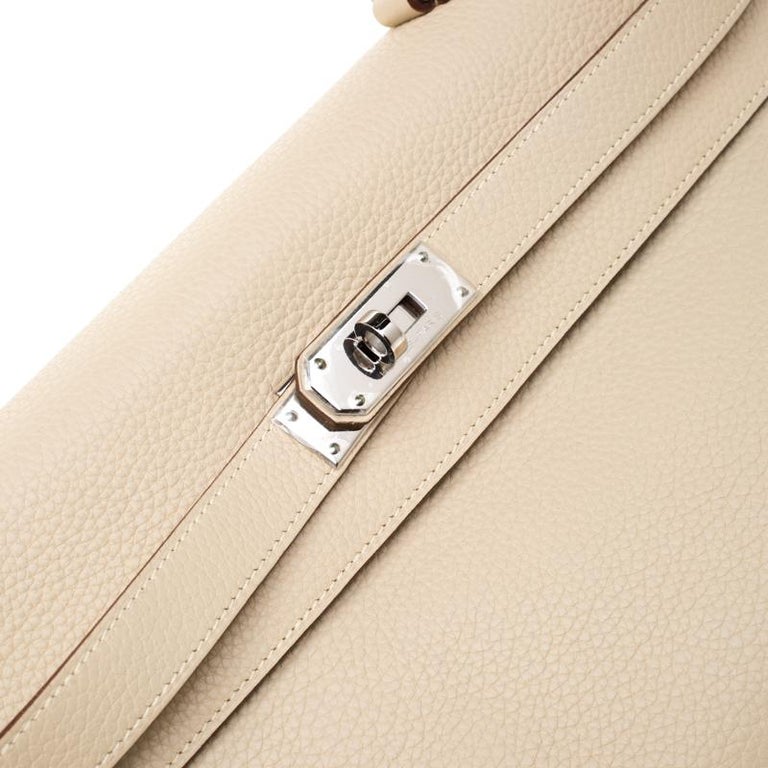 Hermes Parchemin Clemence Leather Palladium Hardware Shoulder Kelly 42 ...