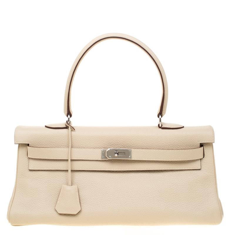 Hermes Parchemin Clemence Leather Palladium Hardware Shoulder Kelly 42 ...
