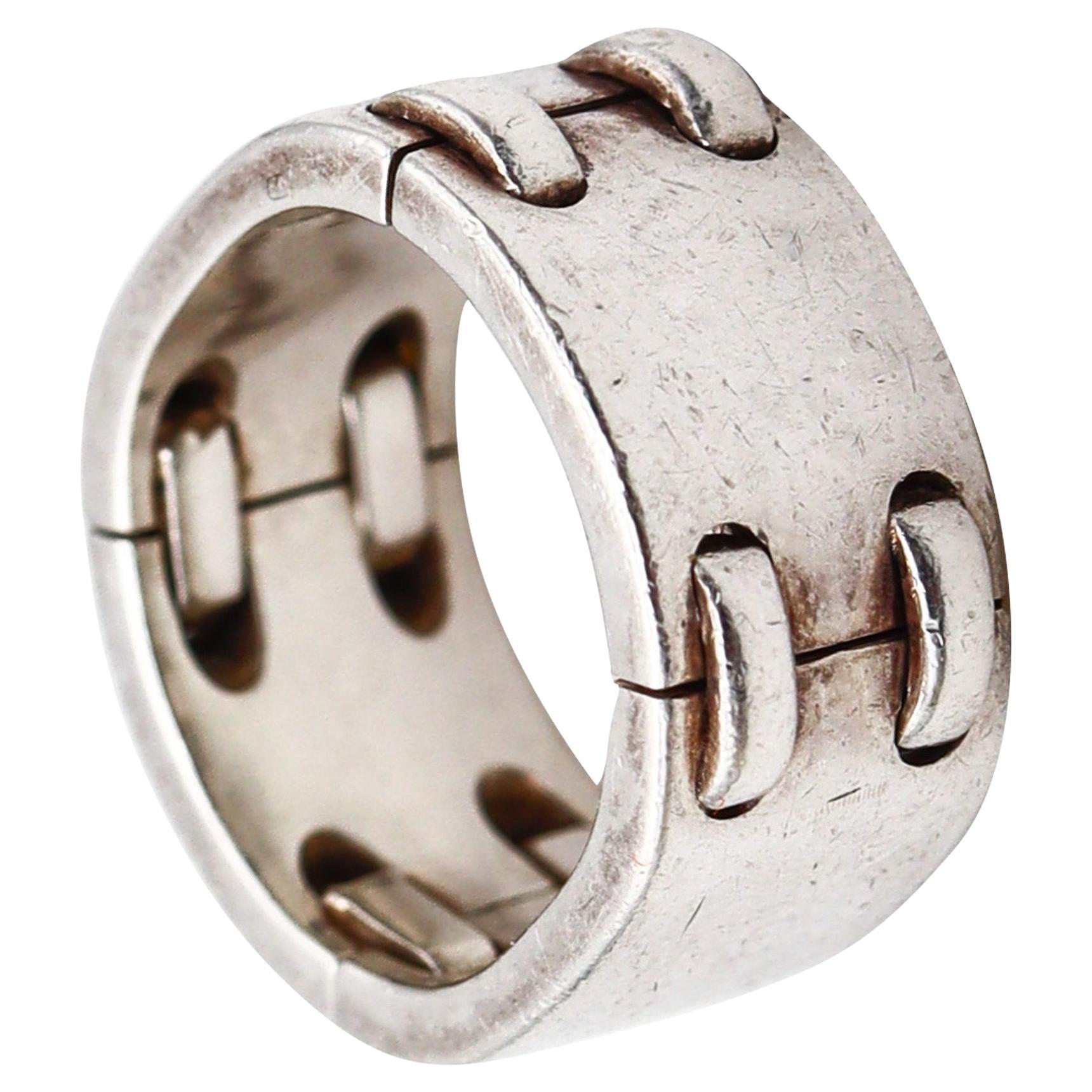 Hermes Paris 1970 Flexible Squared Ring in Solid .925 Sterling Silver ...