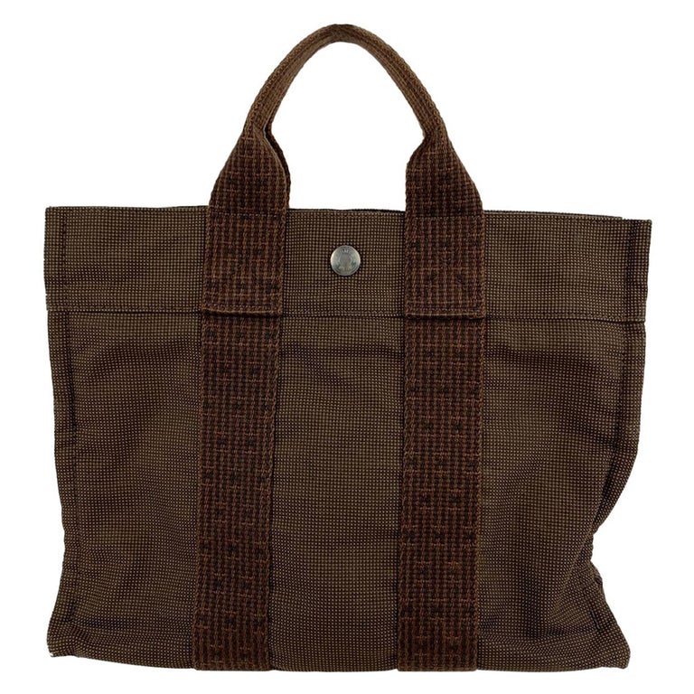Hermes Paris Brown Canvas Herline Her Line PM Tote Handbag For Sale at ...