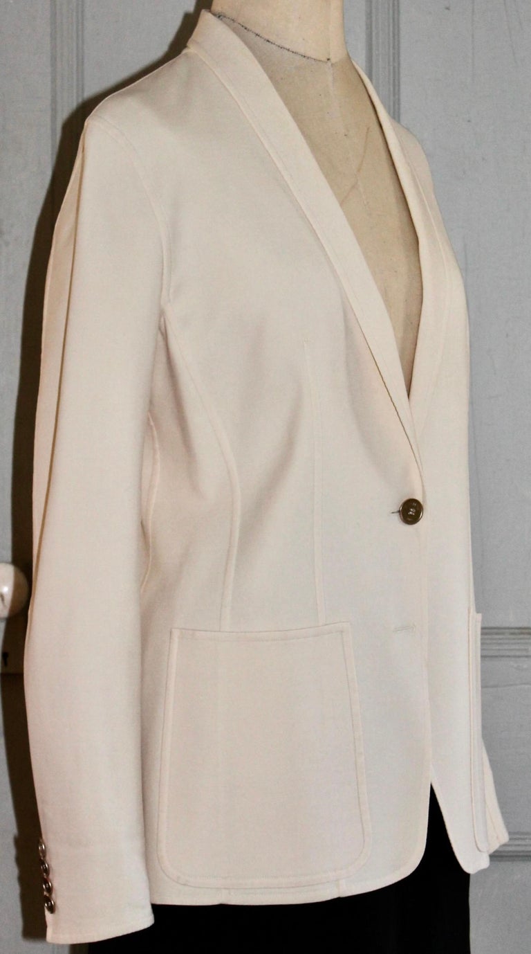 Hermes, Paris Cream White Jacket c.2000 For Sale at 1stDibs