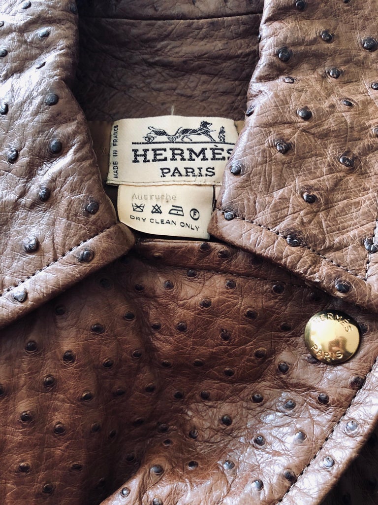 Hermes Paris Extraordinary Vintage Honey Brown Ostrich Motorcycle ...