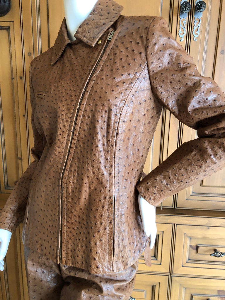 Hermes Paris Extraordinary Vintage Ostrich Motorcycle Suit Moto Jacket ...