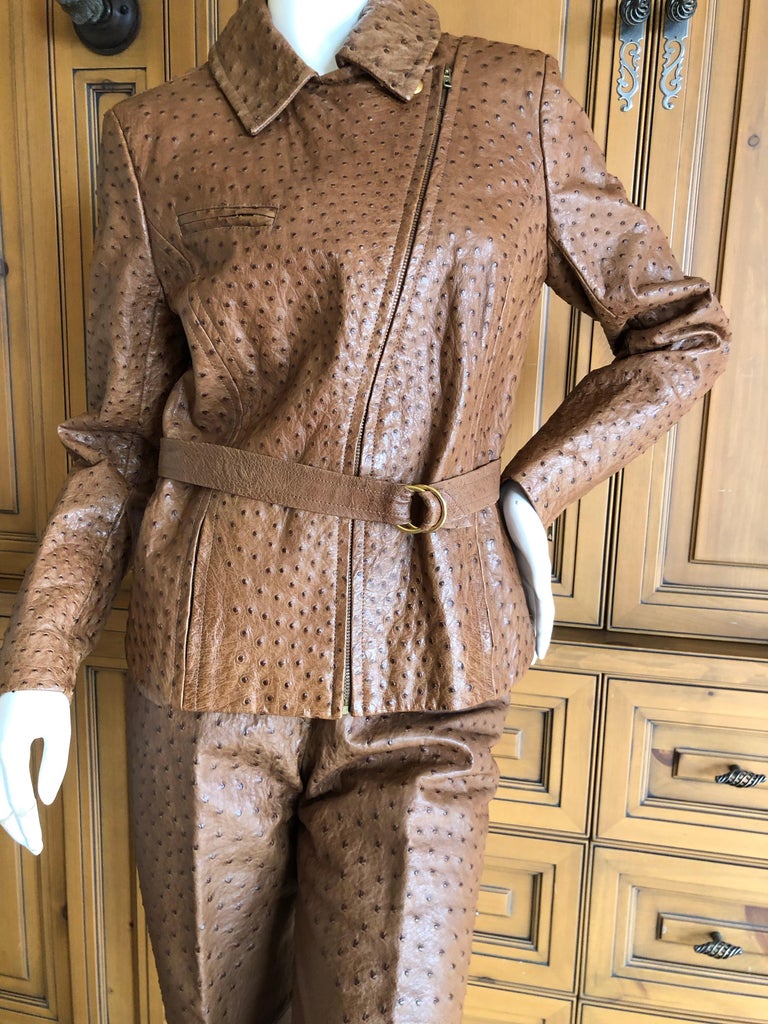 Hermes Paris Extraordinary Vintage Ostrich Motorcycle Suit Moto Jacket ...